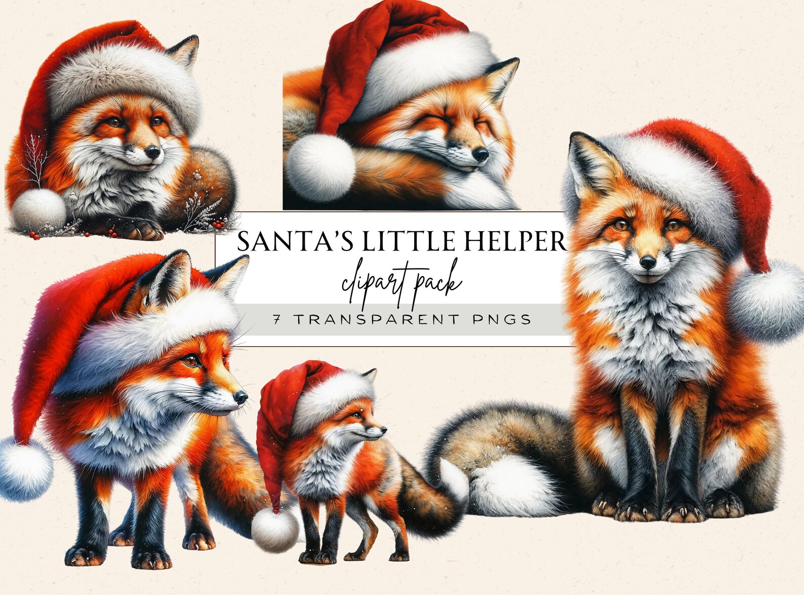 Cute Winter Foxes Clipart, Winter Fox Watercolor Clipart, Winter Fox ...