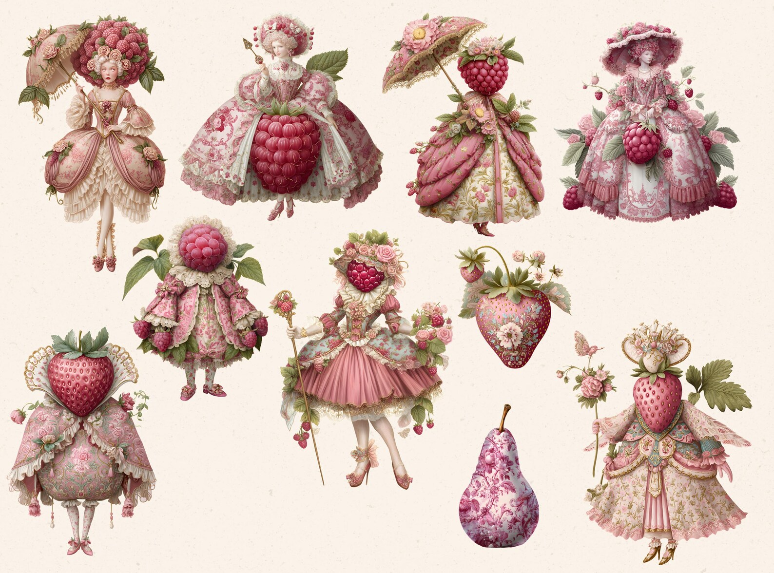 Funny Fruit Clipart, Pink Toile Clipart, Peculiar People Clipart ...