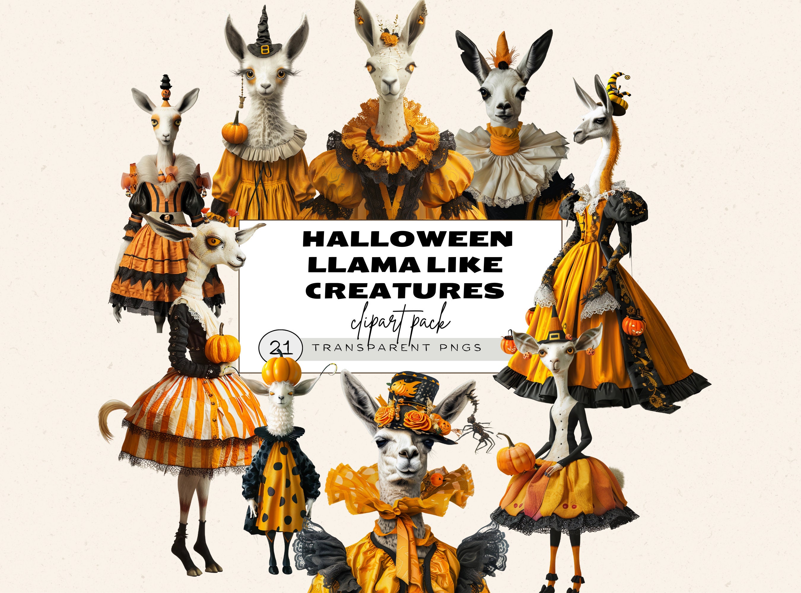Watercolor Halloween Llama Clipart, Cute Llamas in Costumes, Llama ...
