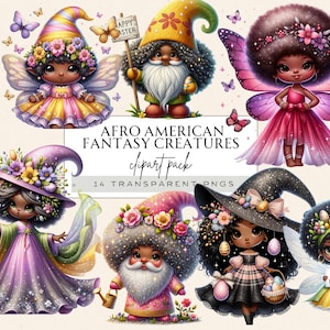 Pink Fairy Garden Clipart, Afro American Clipart, Spring Fairy Png ...