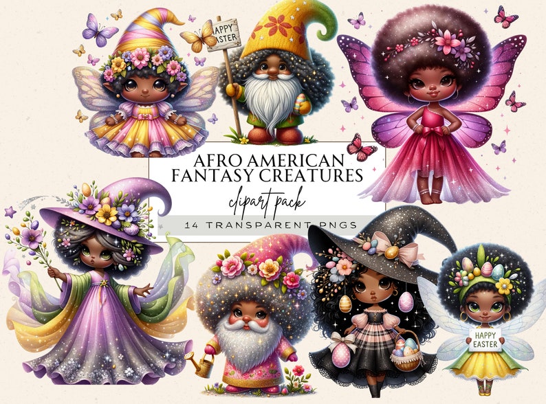 Pink Fairy Garden Clipart, Afro American Clipart, Spring Fairy Png ...