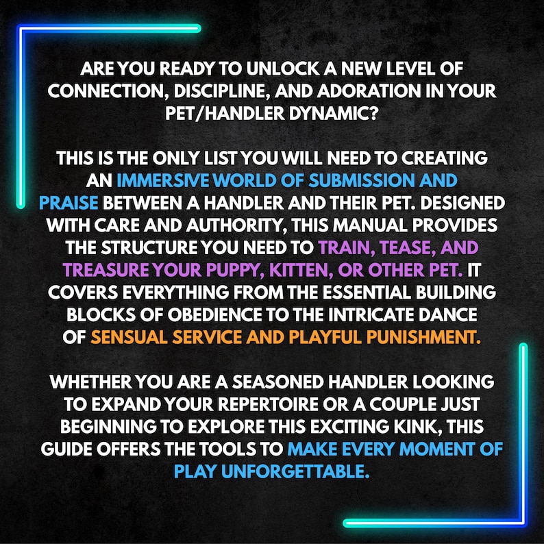 Pet Play Command List for BDSM, Handlers Guide for Puppy Play & Kitten ...