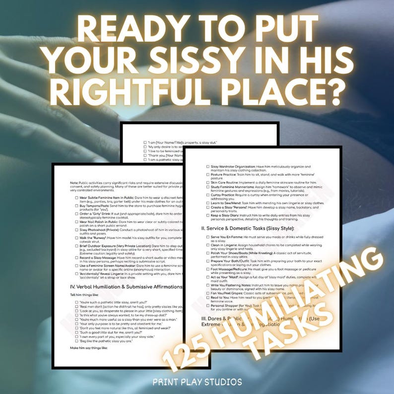 Sissy Training Guide & Task List | 125 Sissy Dares, Humiliation Feminization Ideas | BDSM ...