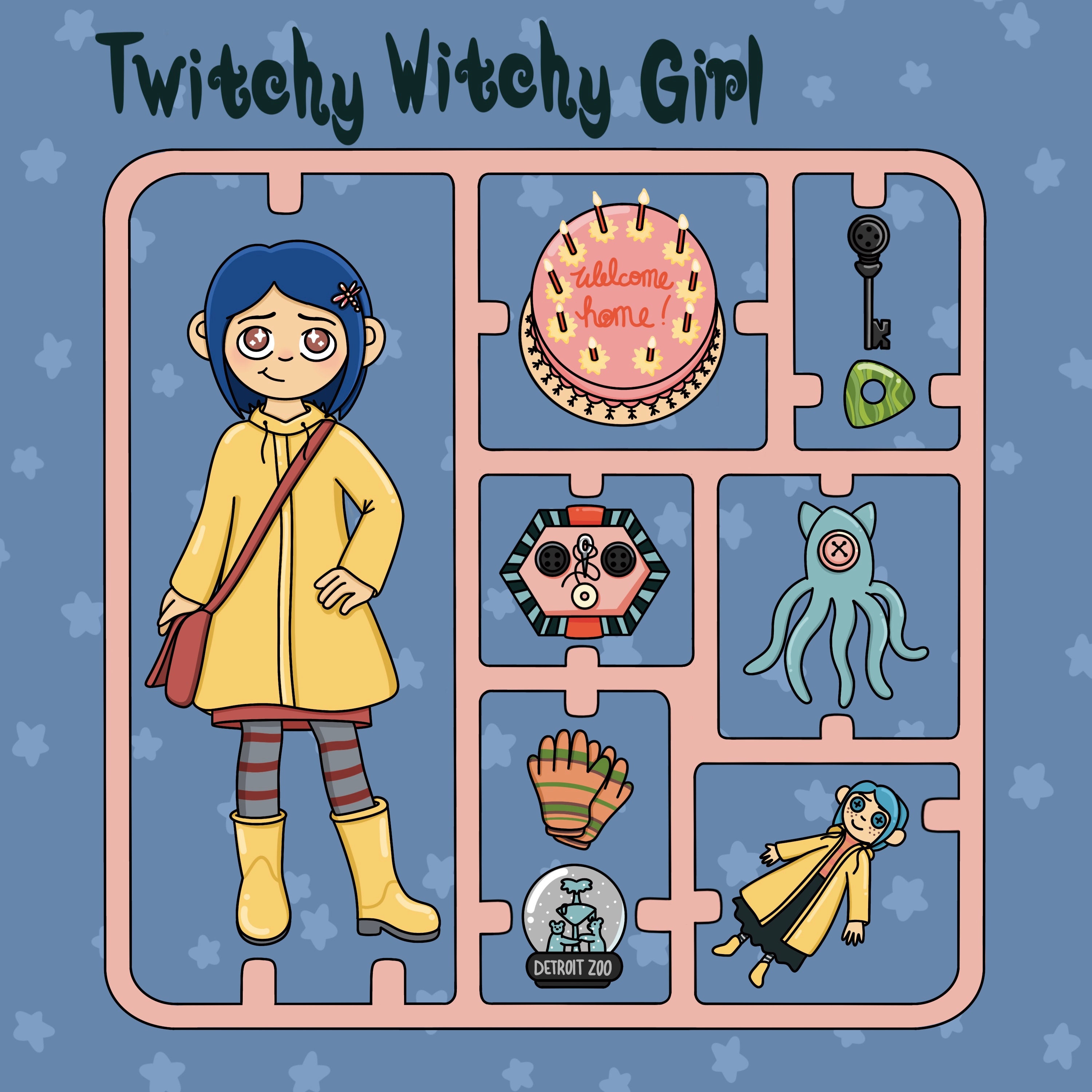 The Twitchy Witchy Girl 8x8 Art Print Horror Movie Art - Etsy