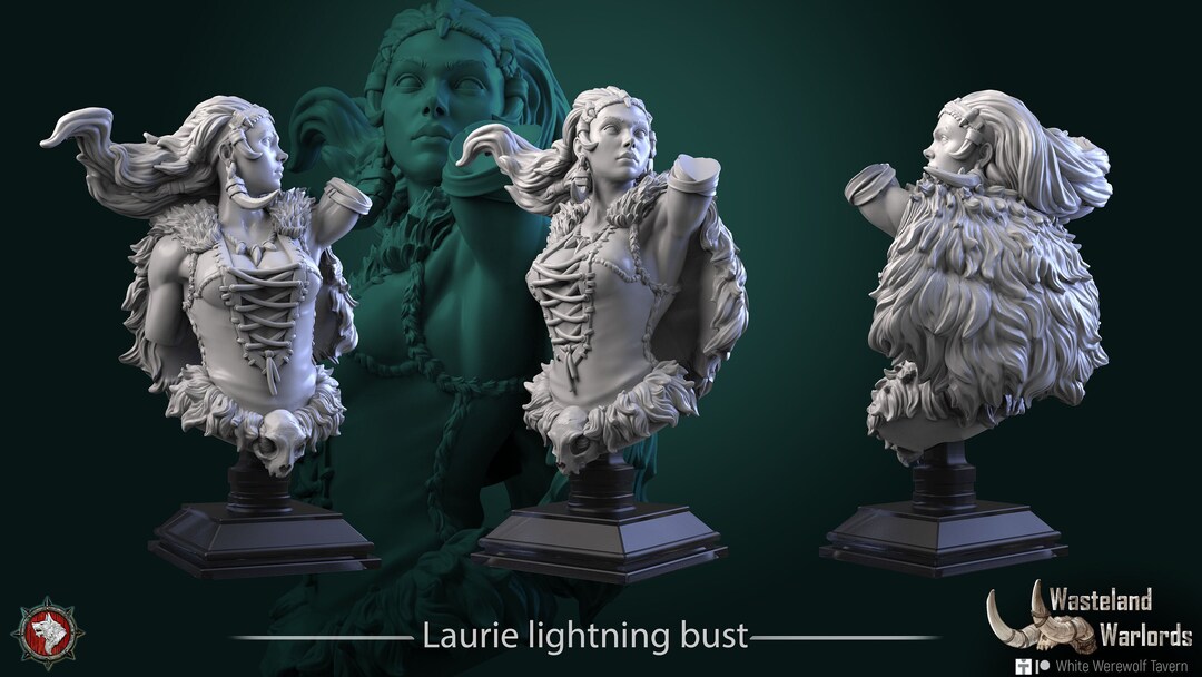 Female Warlord V2 Bust - Laurie Lightning Rod - Resin Bust Based of ...