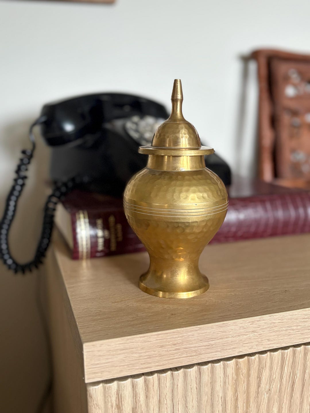 Brass Jar Vintage Hammered Brass Urn, Beautiful Decorative Piece for ...