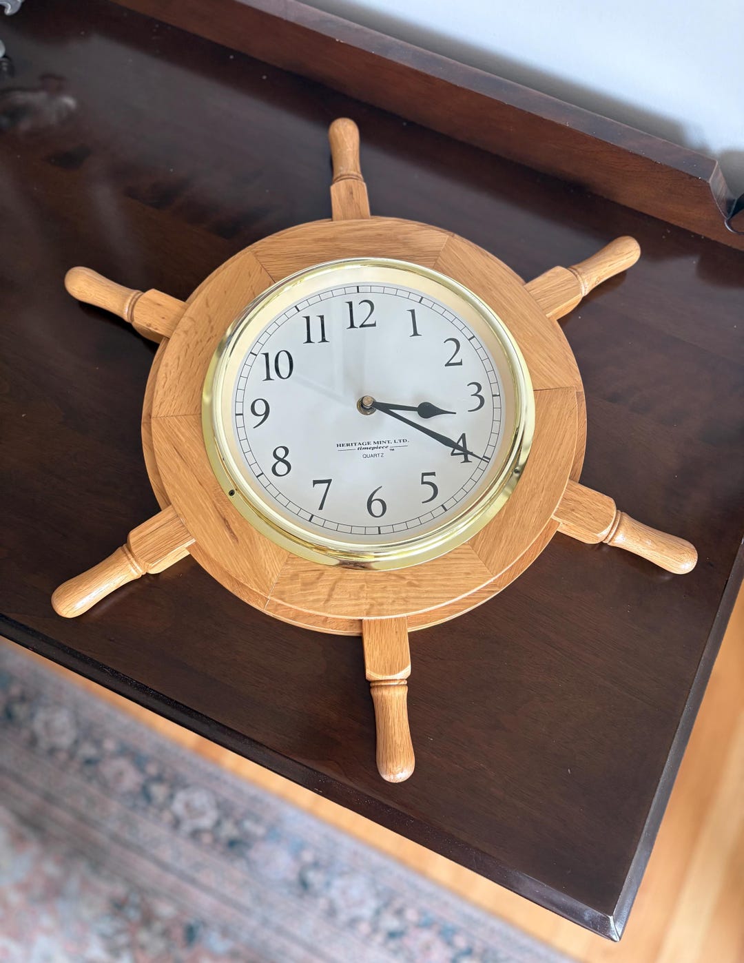 Vintage Nautical Ship Wheel Wall Clock, Rustic Coastal Decor for Home ...