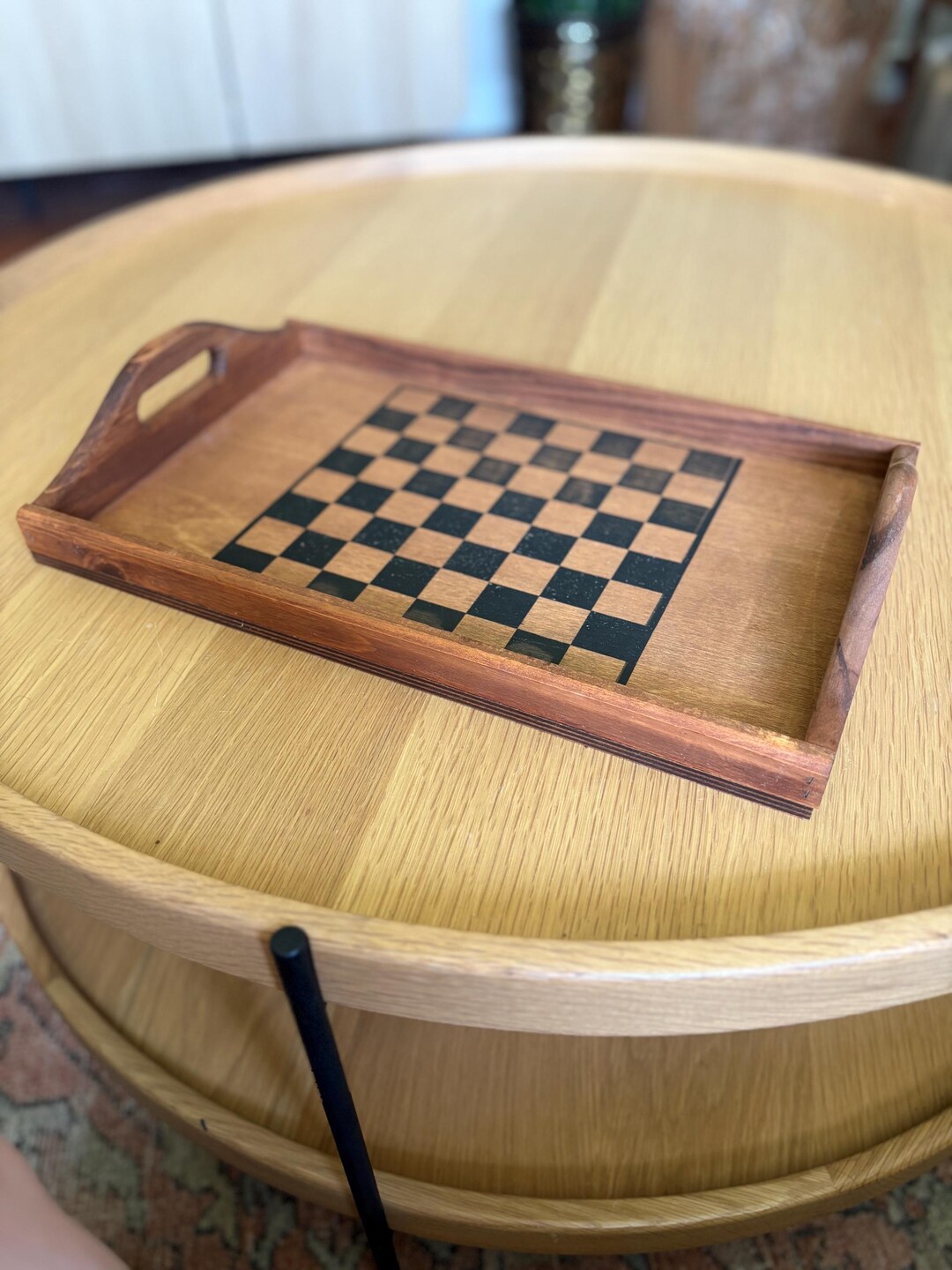 Checkerboard Tray Handcrafted Vintage Wooden Game Board Tray, Dual ...