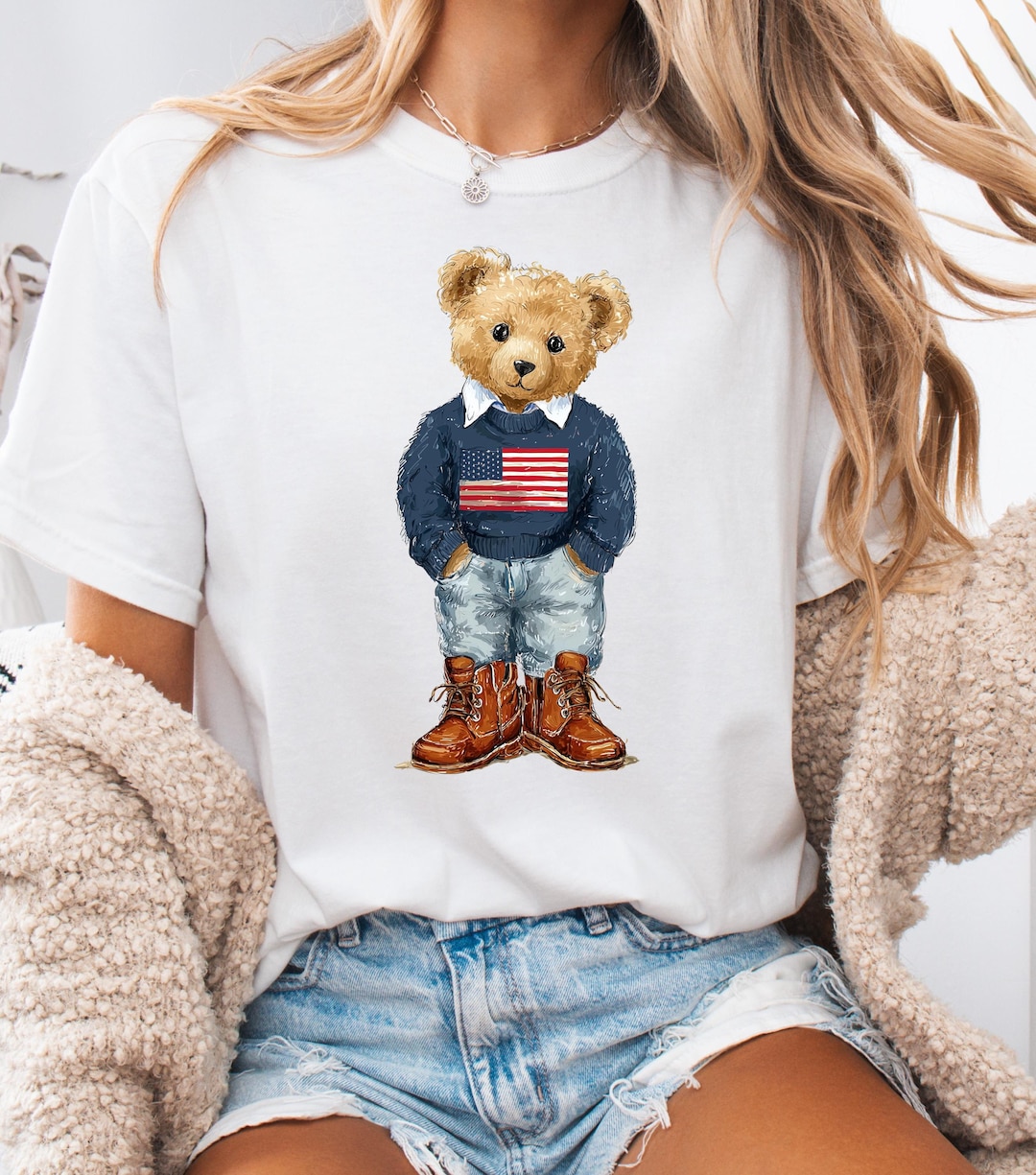 Patriotic Bear PNG PDF Americana Teddy Bear Digital Download USA Flag ...