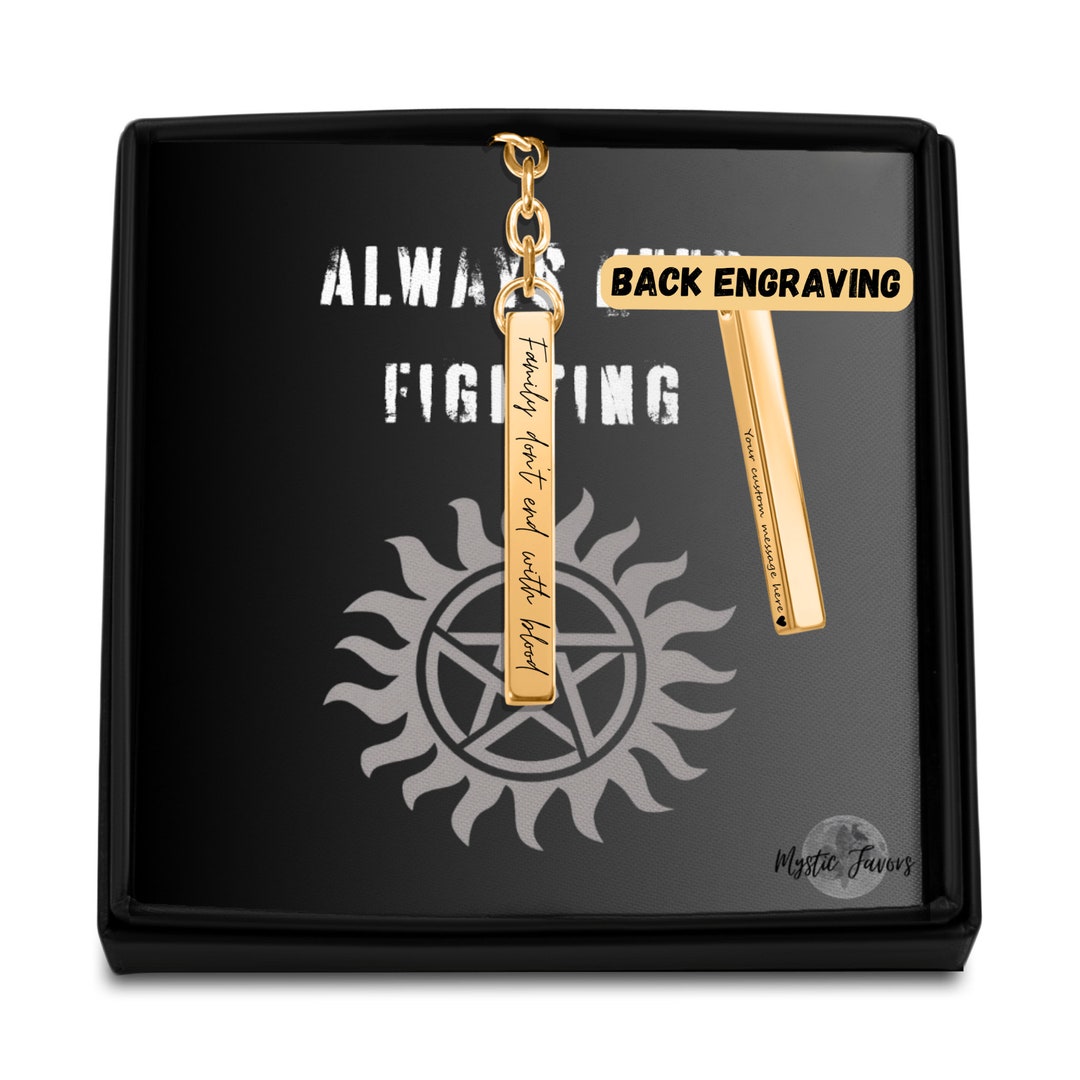 Keychain. Family Don't End With Blood Keychain. Supernatural Keychain ...