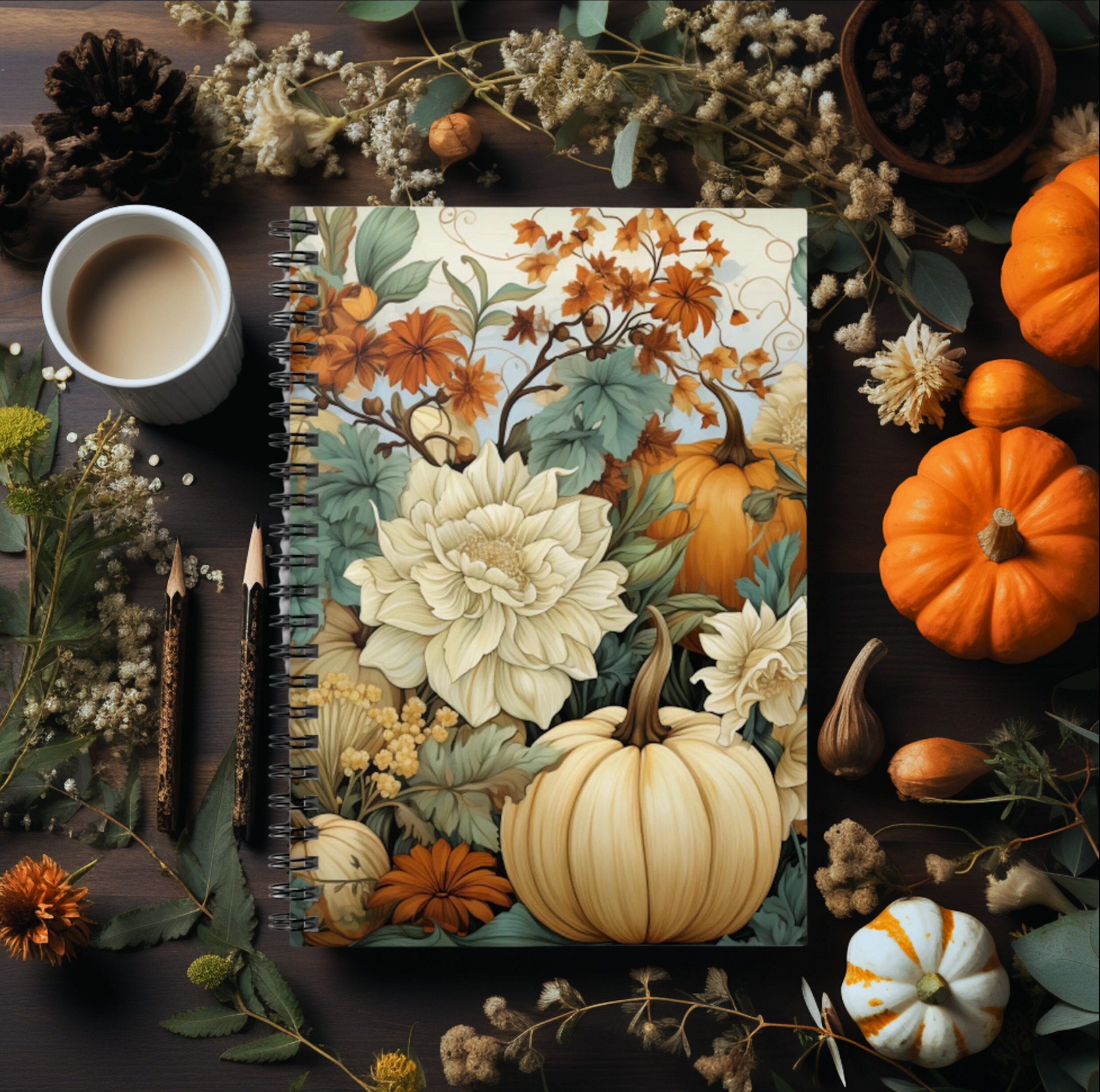 Autumn Cottagecore Spiral Bound Journal, Cozy Fall Notebook, Cottage ...