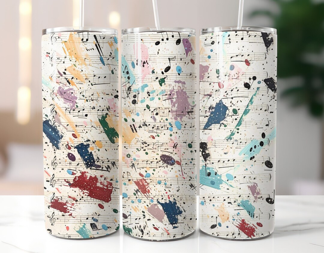Musical Notes Sheet Music Sublimation PNG for Skinny Tumbler, Musical ...