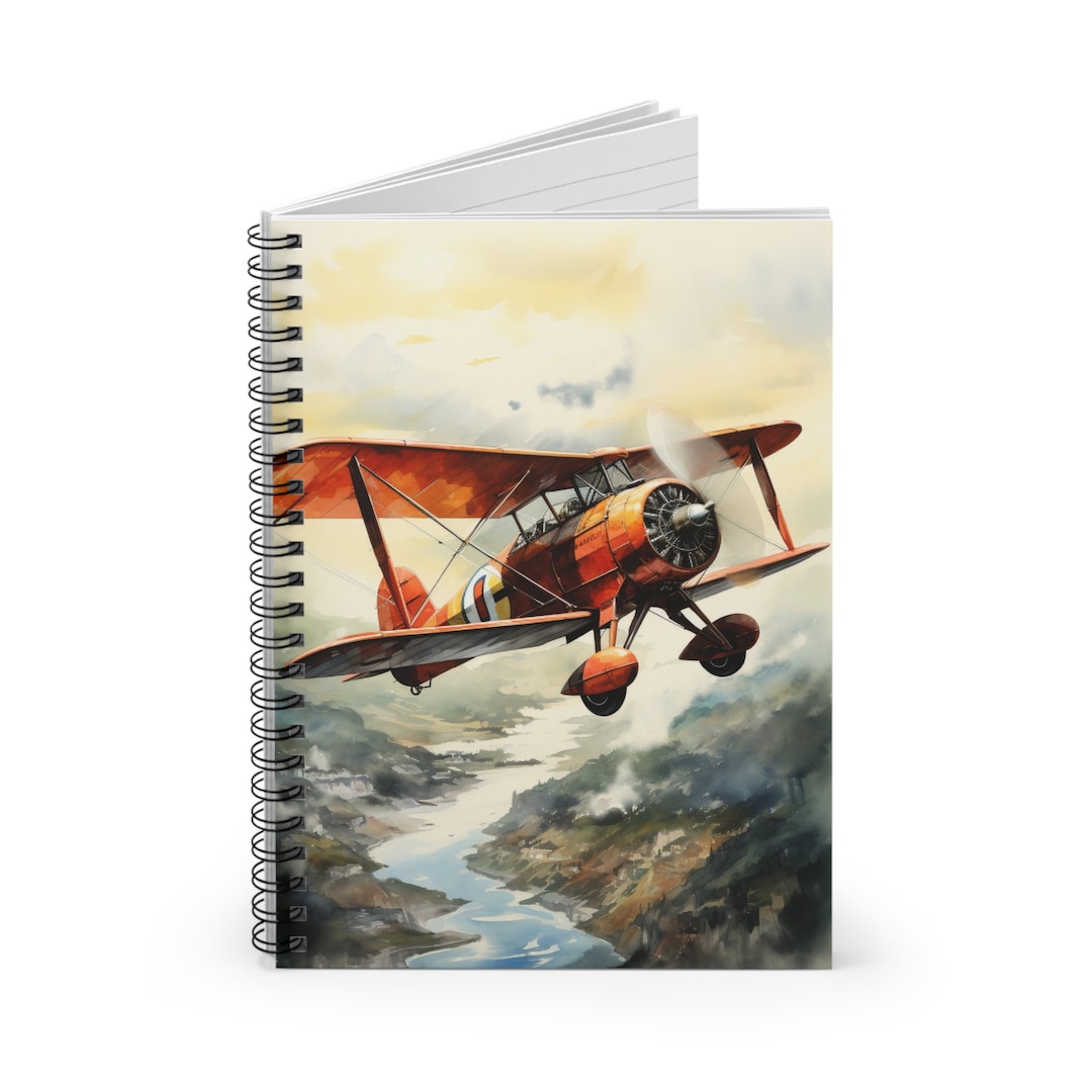 Vintage Airplane Spiral Notebook, Aviation Lovers Journal, Vintage ...