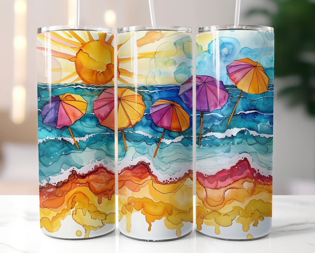 Beach Umbrella Tumbler Wrap Sublimation Design (digital Download) - Etsy