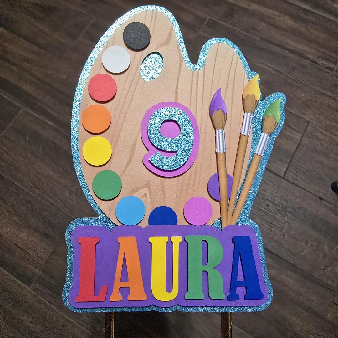 Art Party Cake Topper, Custom Cake Topper, Paint Palette Cake Topper ...