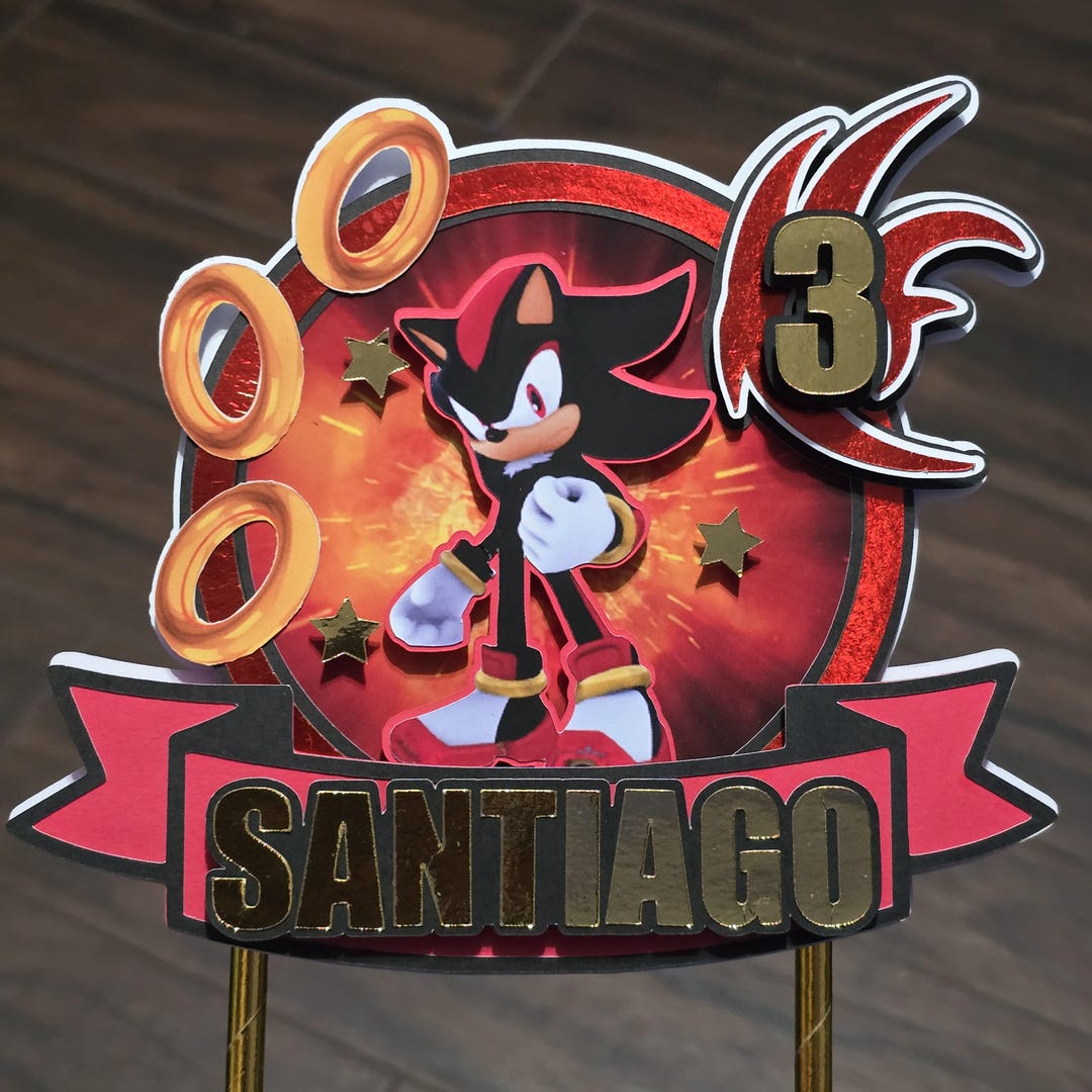 Shadow the Hedgehog Cake Topper | Shadow the Hedgehog Birthday ...