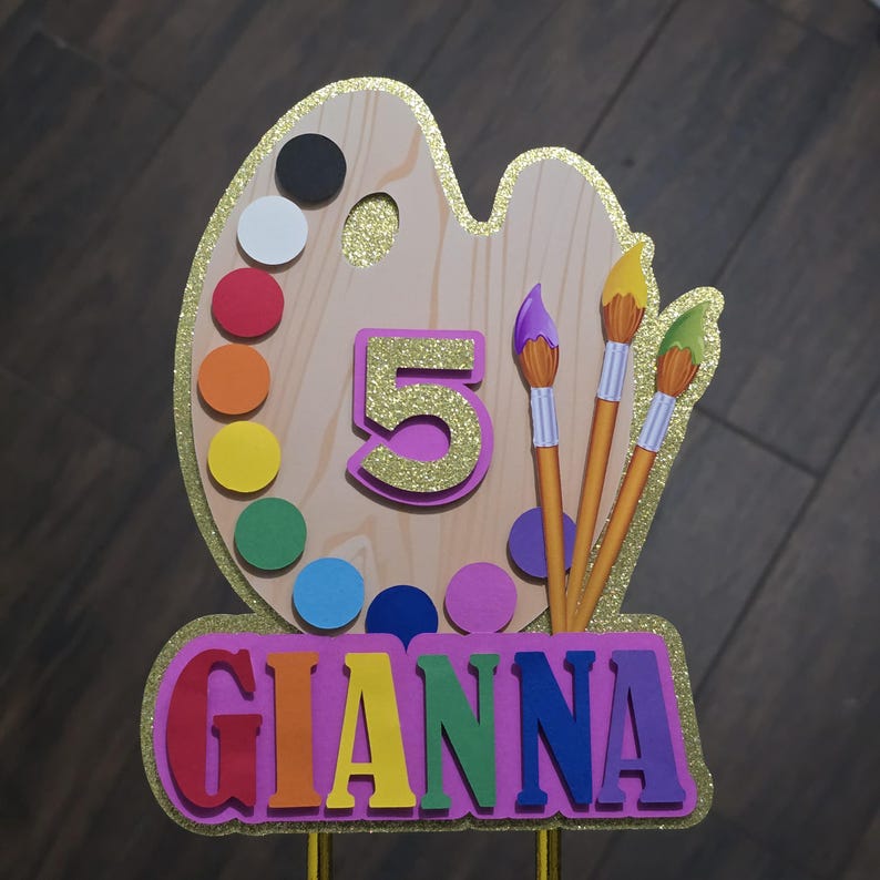 Art Party Cake Topper, Custom Cake Topper, Paint Palette Cake Topper ...