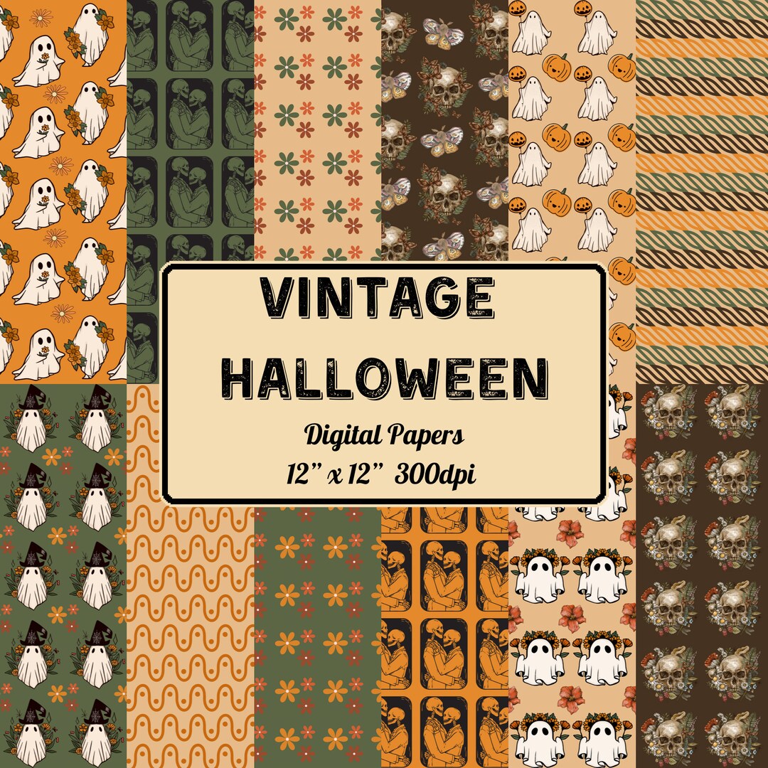 Halloween Digital Paper ,clipart Pack Vintage Digital Paper. With Sweet ...