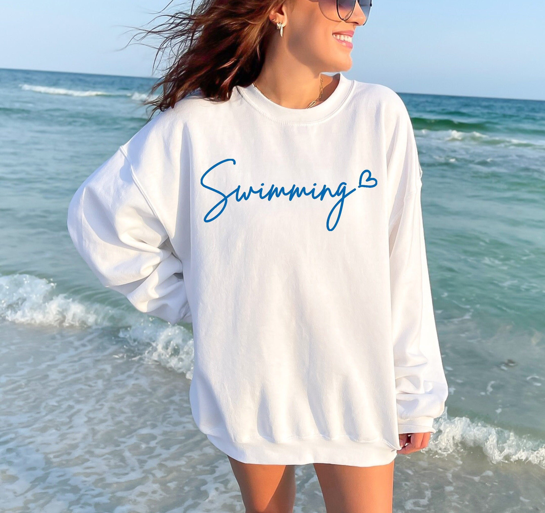 Swimming Sweatshirt, Custom Color Design Sweater, Swim Lover Hoodie ...