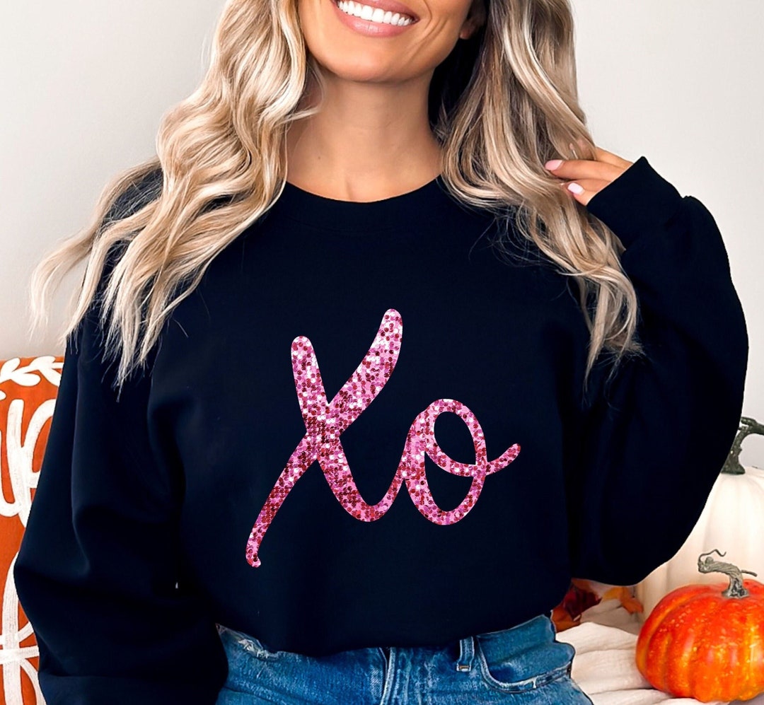 Xo Pink Glitter Sweatshirt, Valentine Day Sweatshirt, Valentine Xoxo ...