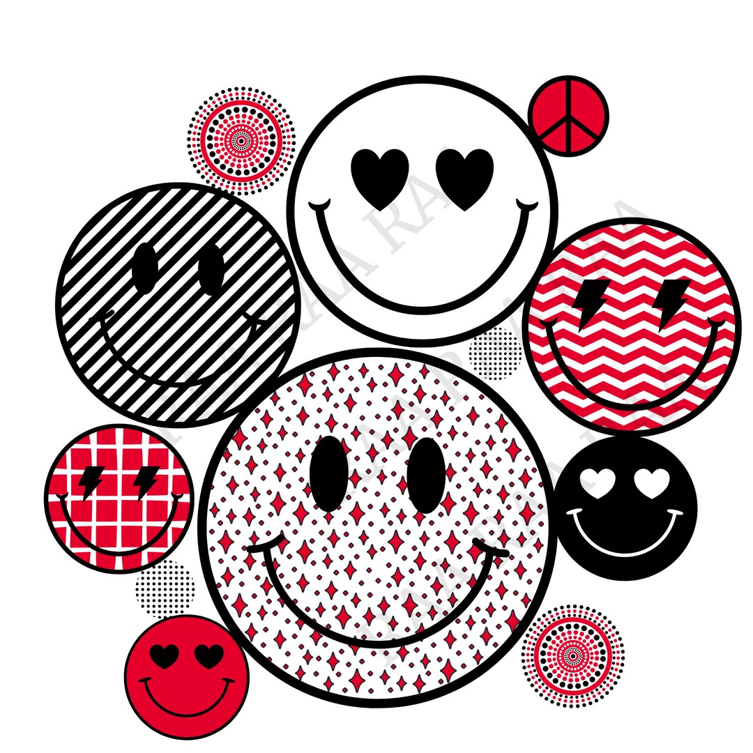 Red and Black Smiley Faces Design PNG File - Etsy