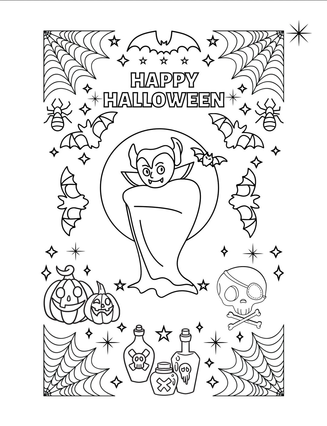 Halloween Coloring Sheet, Halloween, Coloring Sheet - Etsy