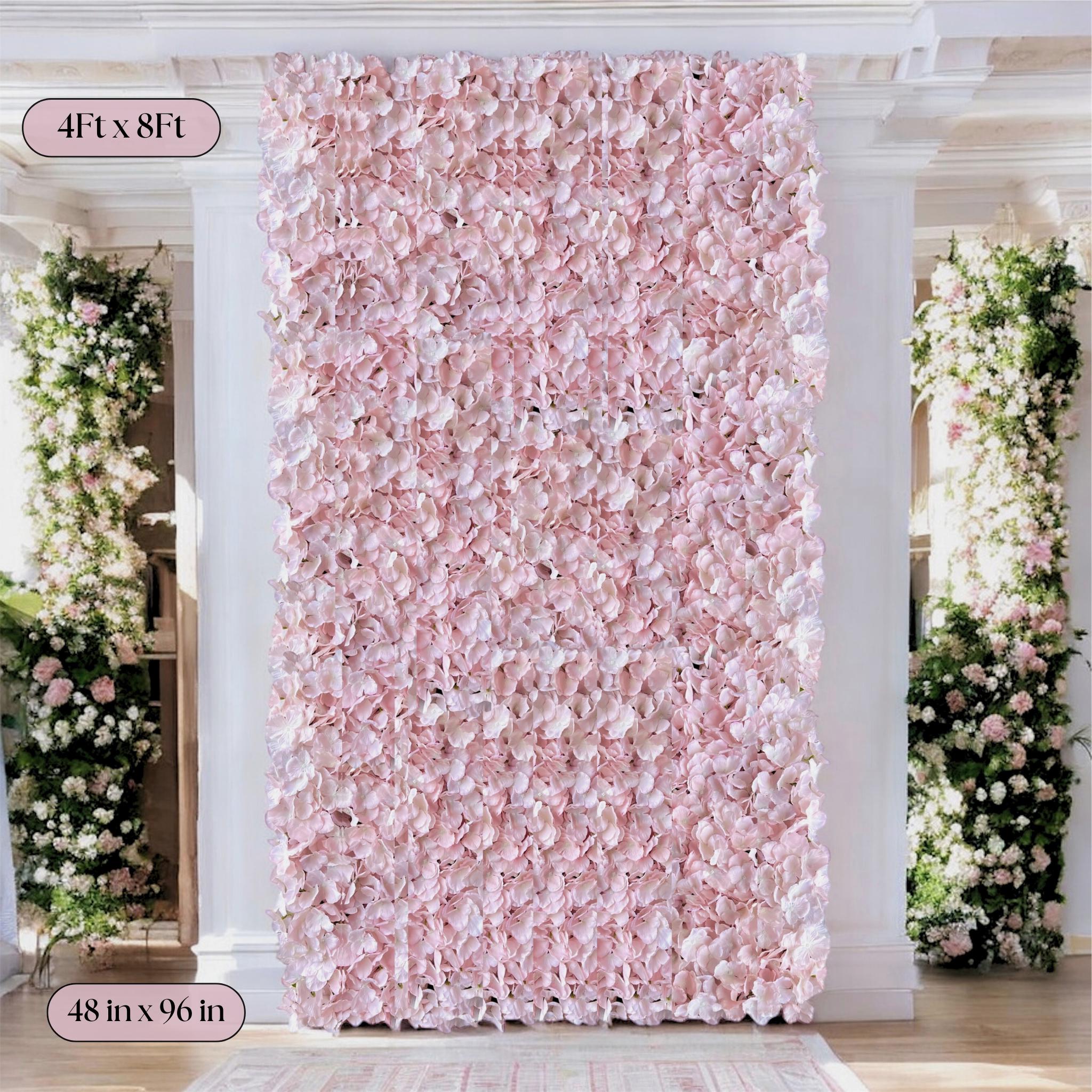 Blush Pink Silk Hydrangea Hedge for Wedding Photo Backdrops, Wall ...