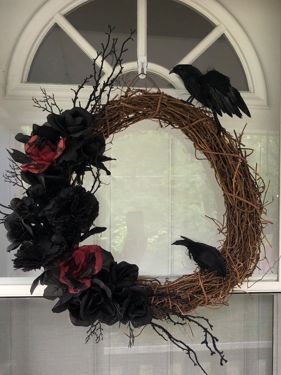 Raven Vine Wreath Crow Home Decor Gothic Door Hanger Fall - Etsy