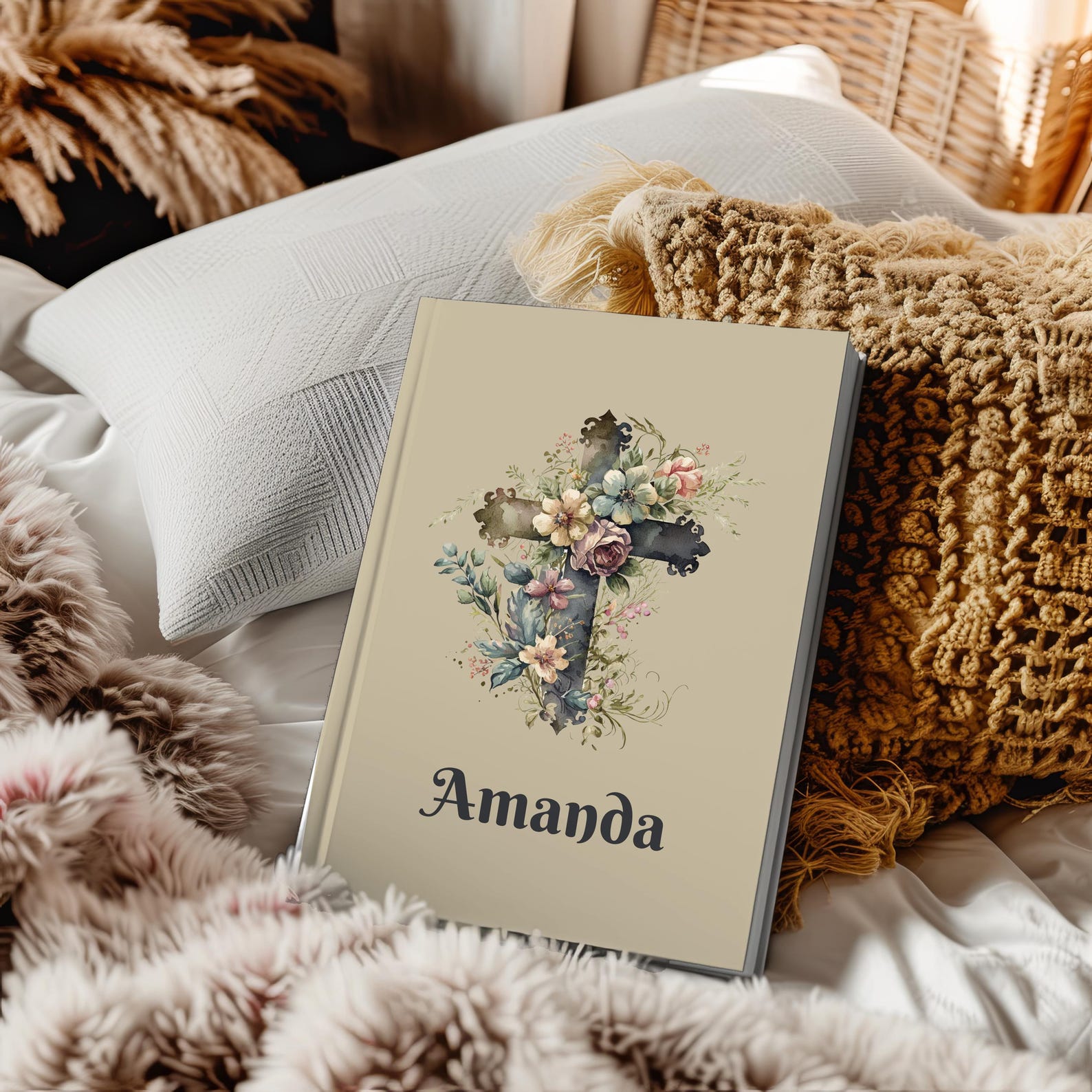 Custom Name Christian Prayer Hardcover Journal, Personalized Watercolor ...