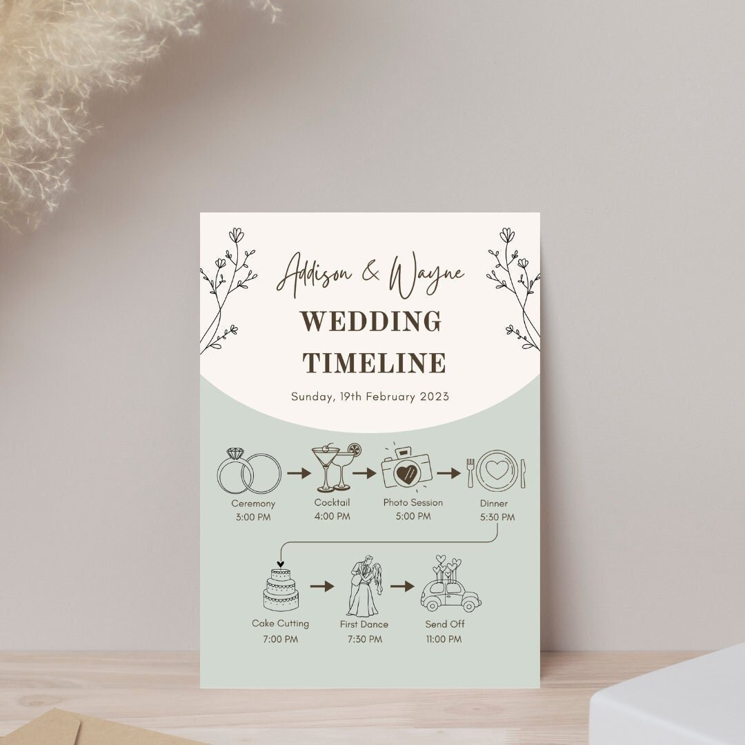 Wedding Day Timeline Instant Download Wedding Day Agenda for Guests ...