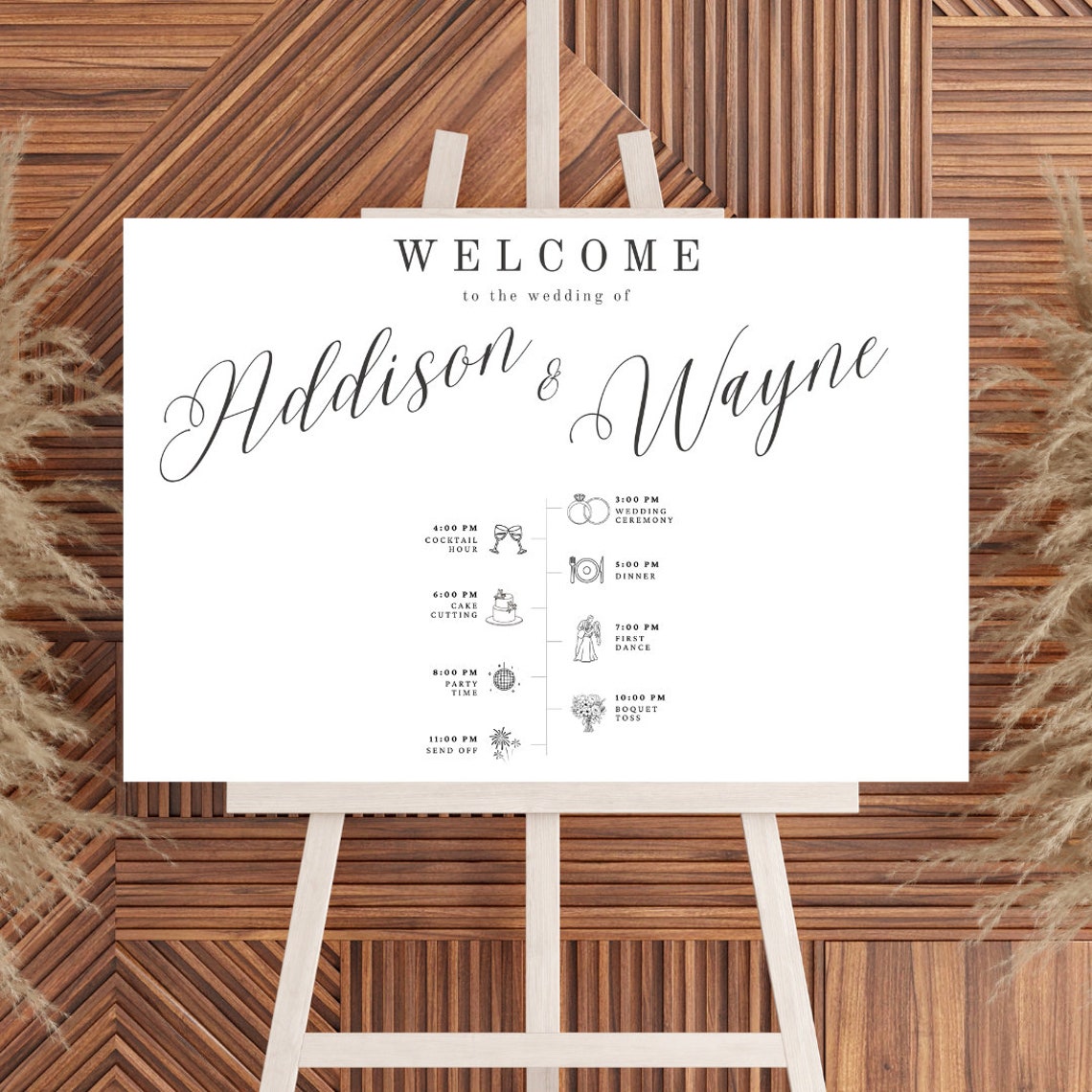 Wedding Welcome Sign and Timeline Wedding Day Welcome Agenda Instant ...