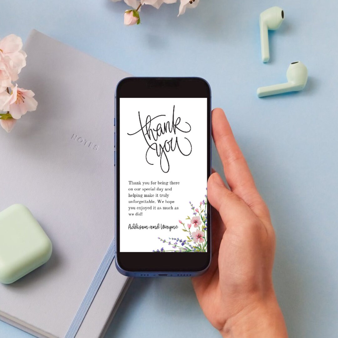 Wedding Thank You Card Wedding Phone Thank You Digital Thank You Card ...