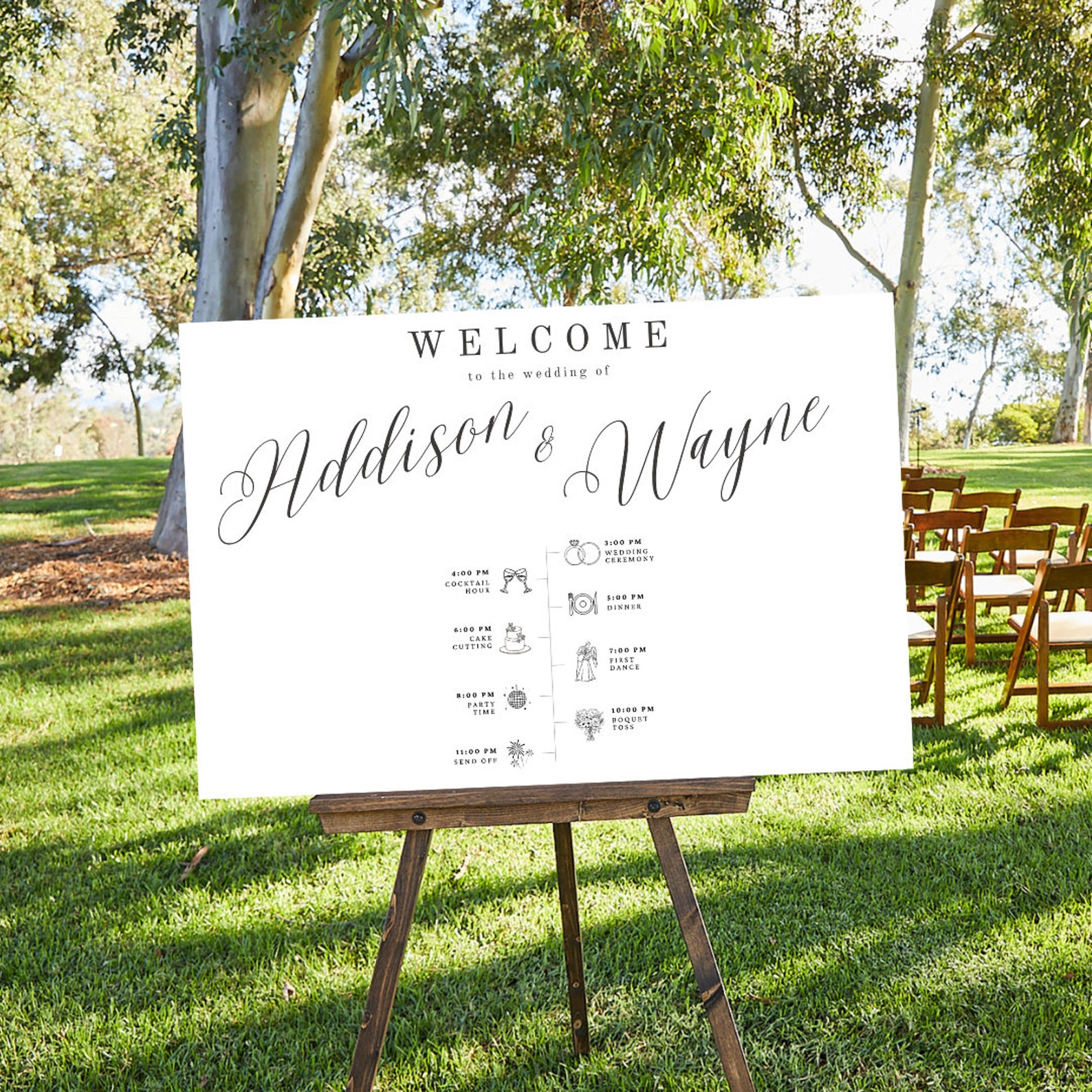 Wedding Welcome Sign and Timeline Wedding Day Welcome Agenda Instant ...