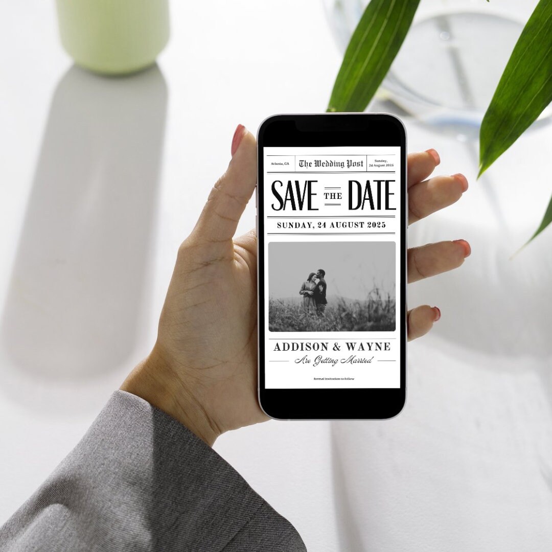 Save the Date Newspaper Save the Date Template Newspaper Wedding ...