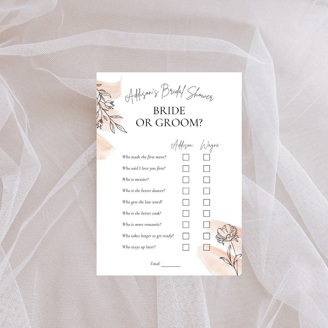 Bridal Shower Game Guess Who Bride or Groom Game Fun Bridal Shower Game ...