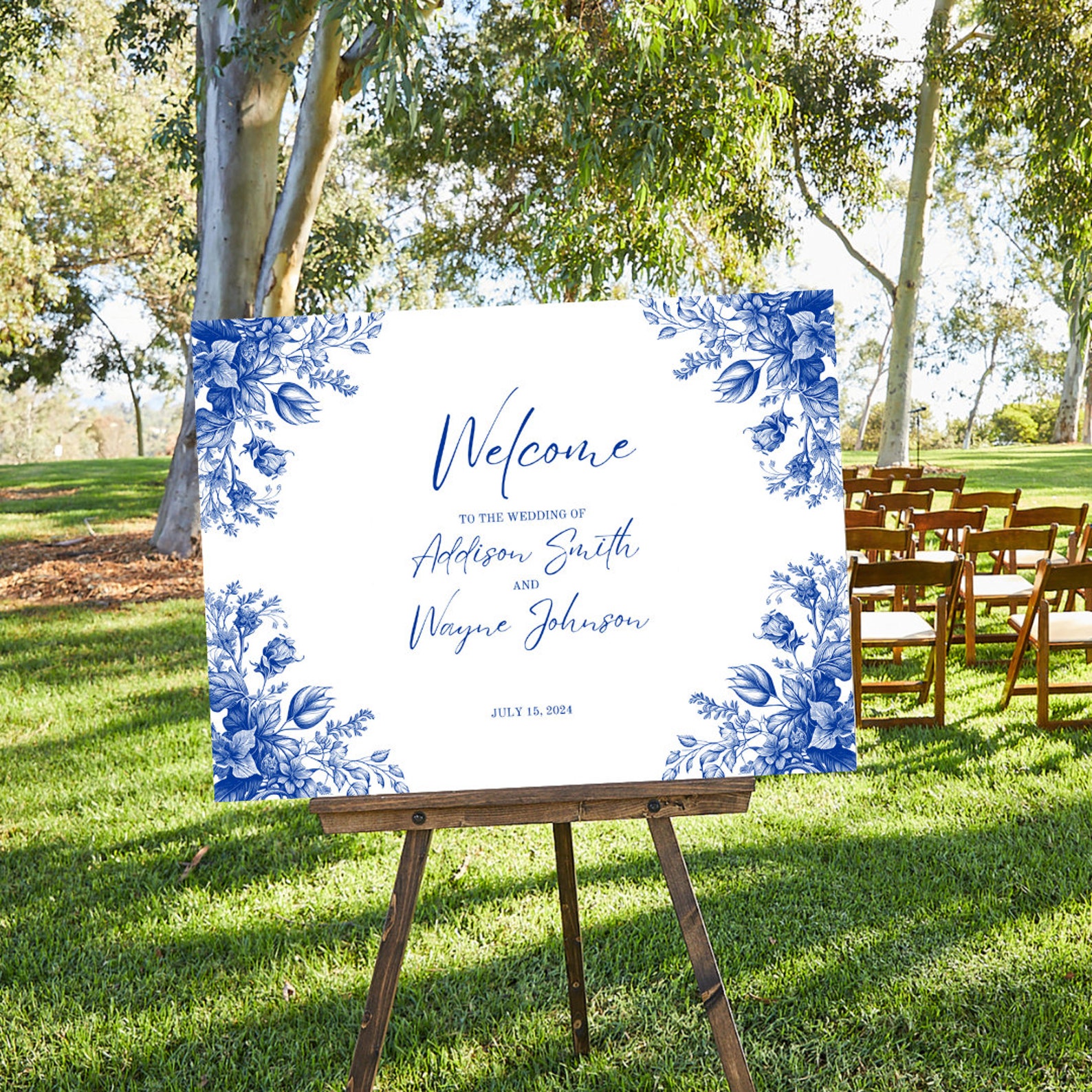 Wedding Welcome Sign Blue and White Wedding Welcome Instant Download ...