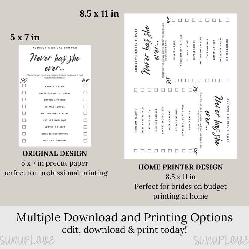 Bridal Shower Games Never Has She Ever Bachelorette Party Games ...