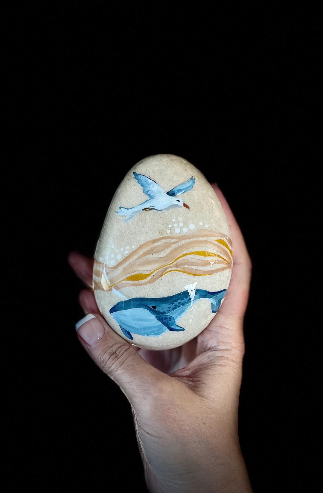 Whale and Seagull Stone - Etsy