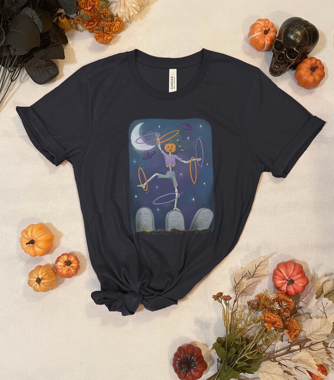 Hula Hooping Skeleton Pumpkin T-shirt, Hula Hoop Dancer Shirt ...