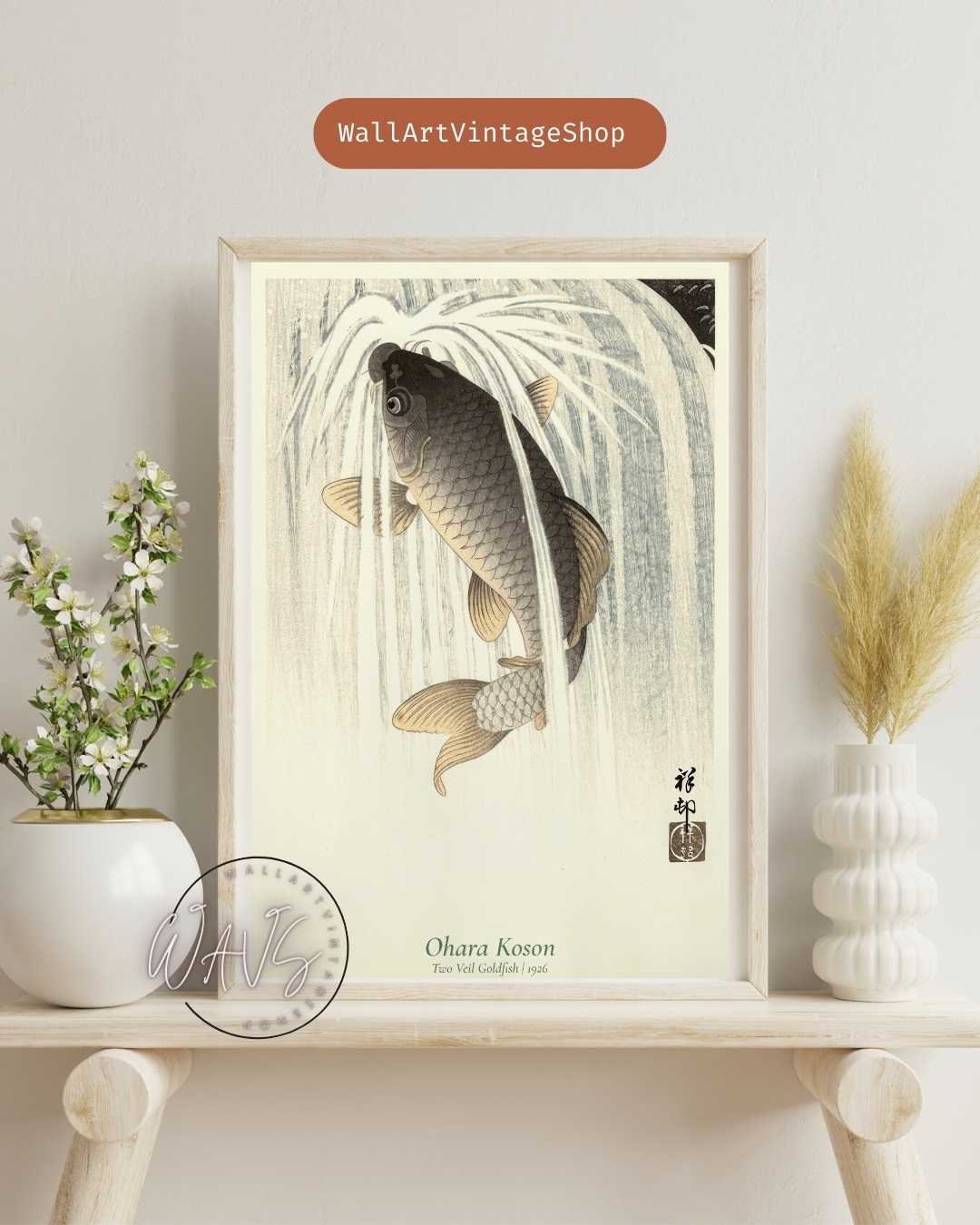 Japanese Art Print, Veil Goldfish Print, Ohara Koson Print, Japanese ...