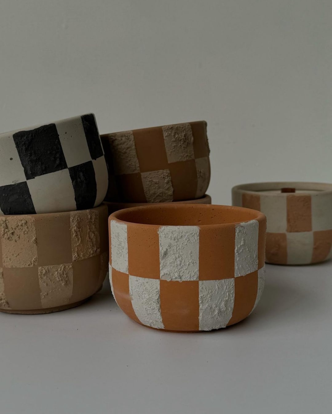 Checkered Plant Pot | Concrete Plant Pot | Houseplant Pot | Indoor ...