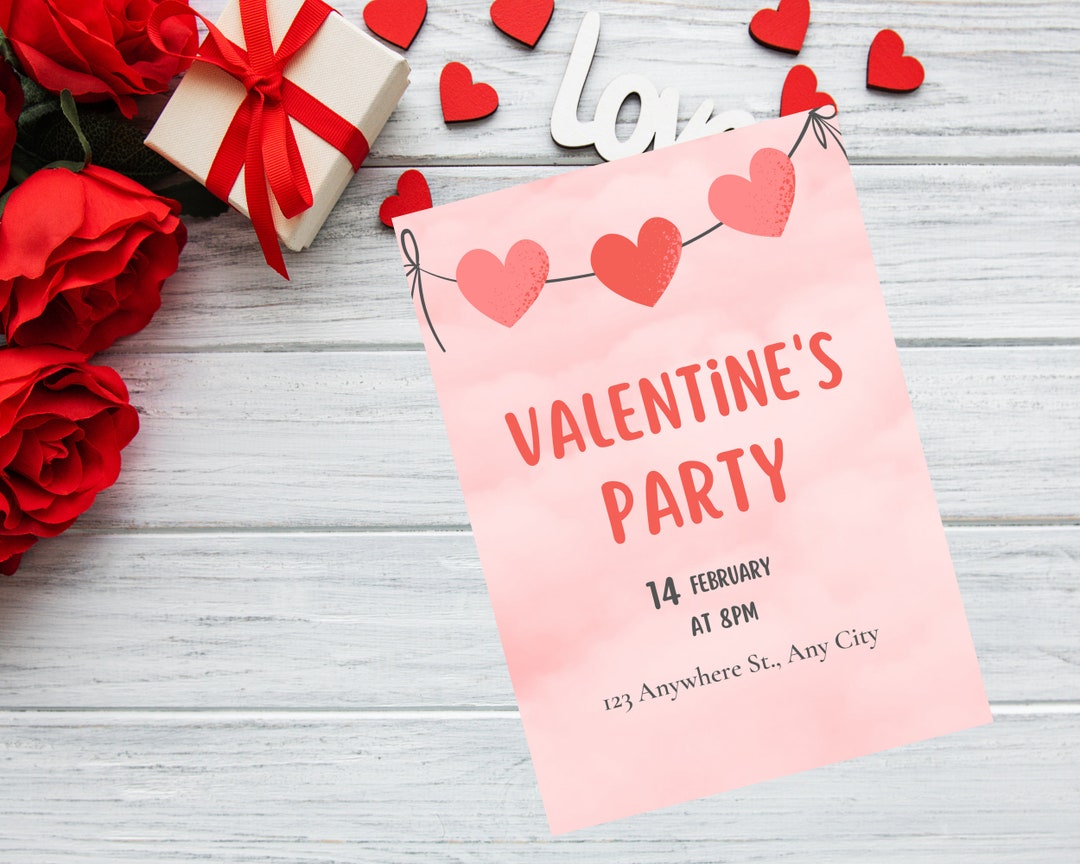 Valentine's Bash Party Invitation - Trendy Pink Modern Style, Ideal for ...