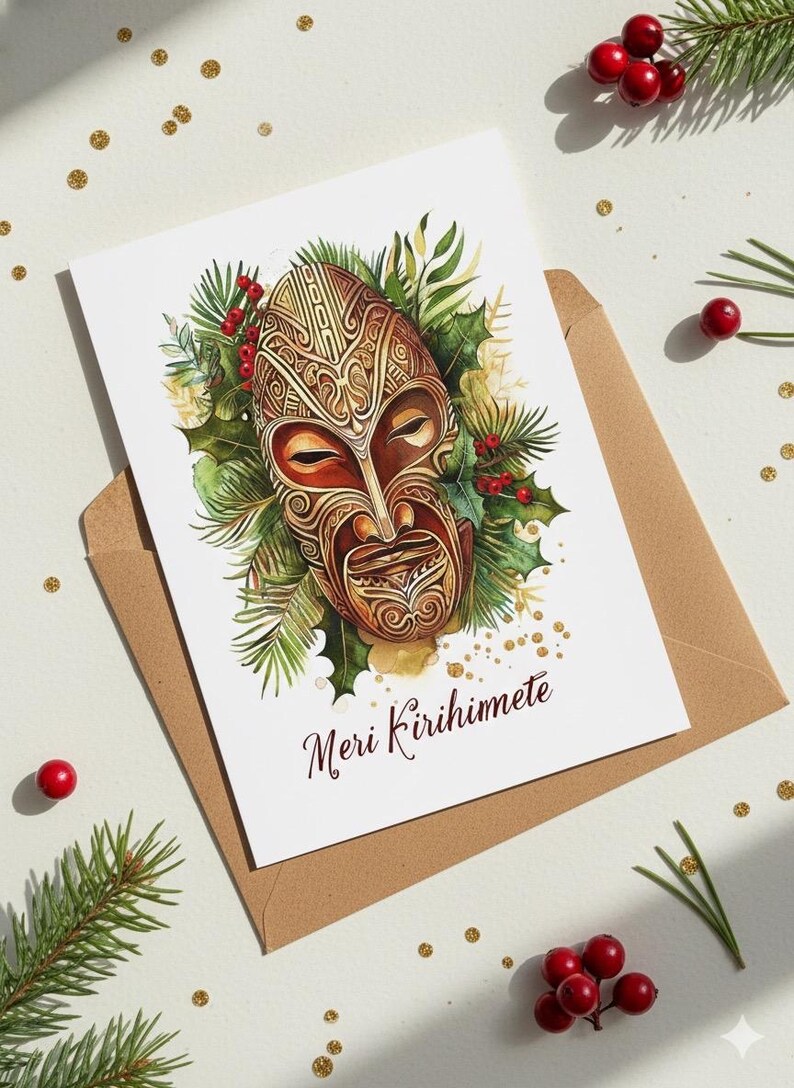 Māori Christmas Card Set – Printable Holiday Greeting Cards (digital ...