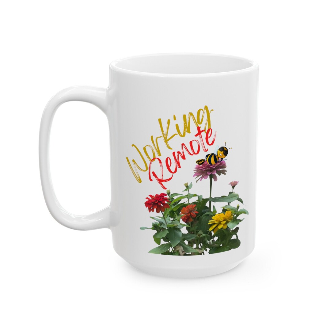 Unique Ceramic Mug:working Remote Lazy Bee Design Floral Coffee Cup Tea ...