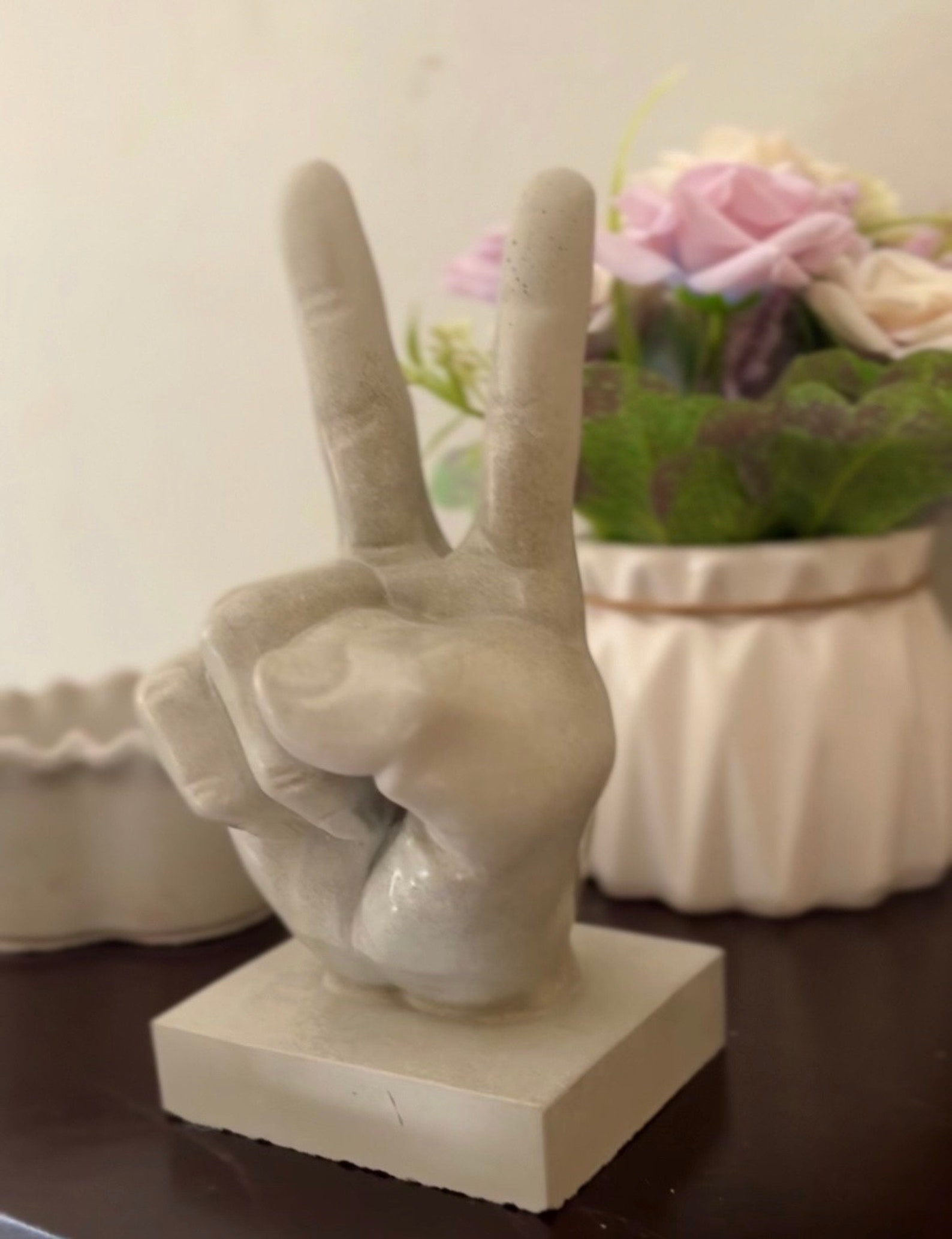 Concrete Peace Sign Statue | Ring Holder | Cute Home Decor | Hippie ...