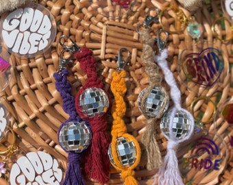 Macrame Disco Ball Keychain - Etsy