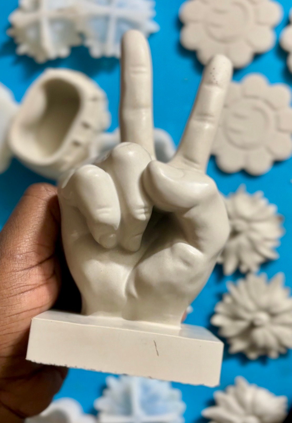 Concrete Peace Sign Statue | Ring Holder | Cute Home Decor | Hippie ...