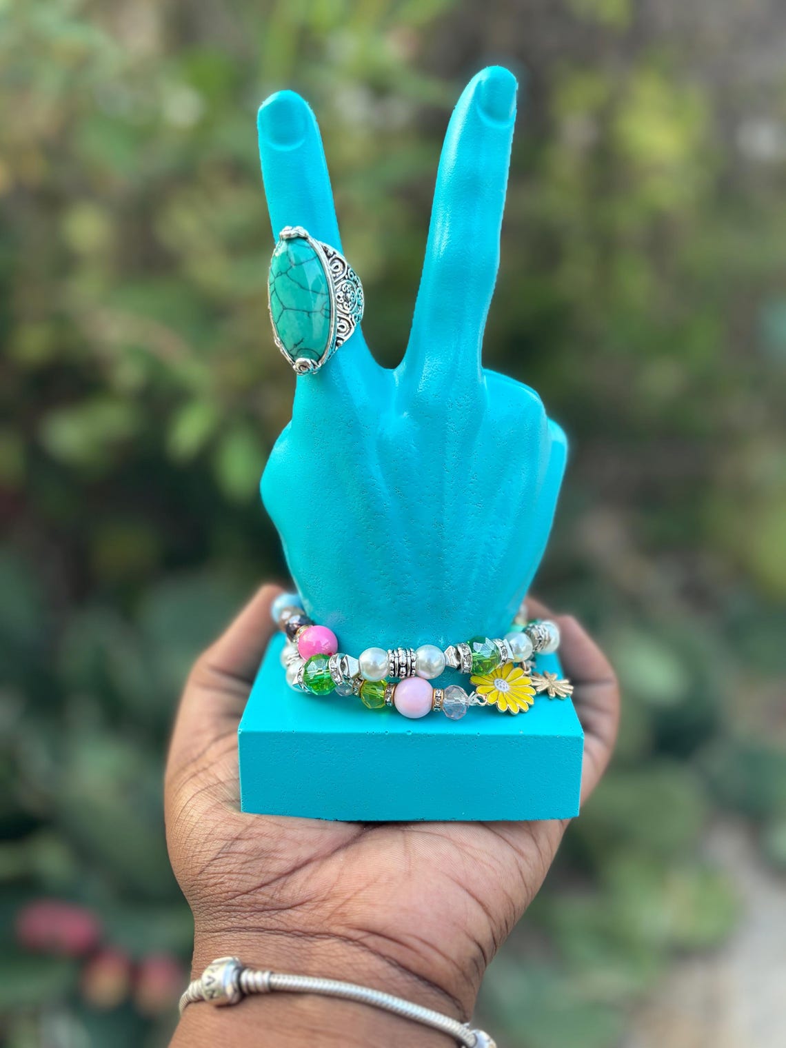 Concrete Peace Sign Statue | Ring Holder | Cute Home Decor | Hippie ...