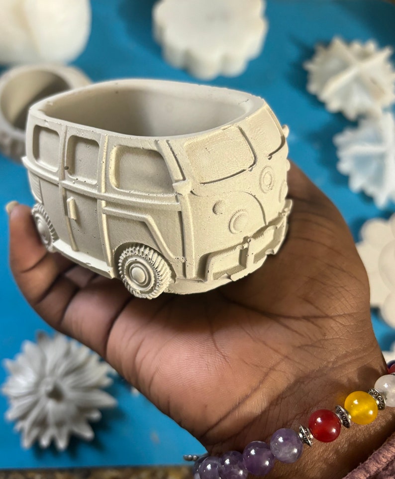 Camper Van Concrete Concrete Flower Pot Succulent Planter Holder ...