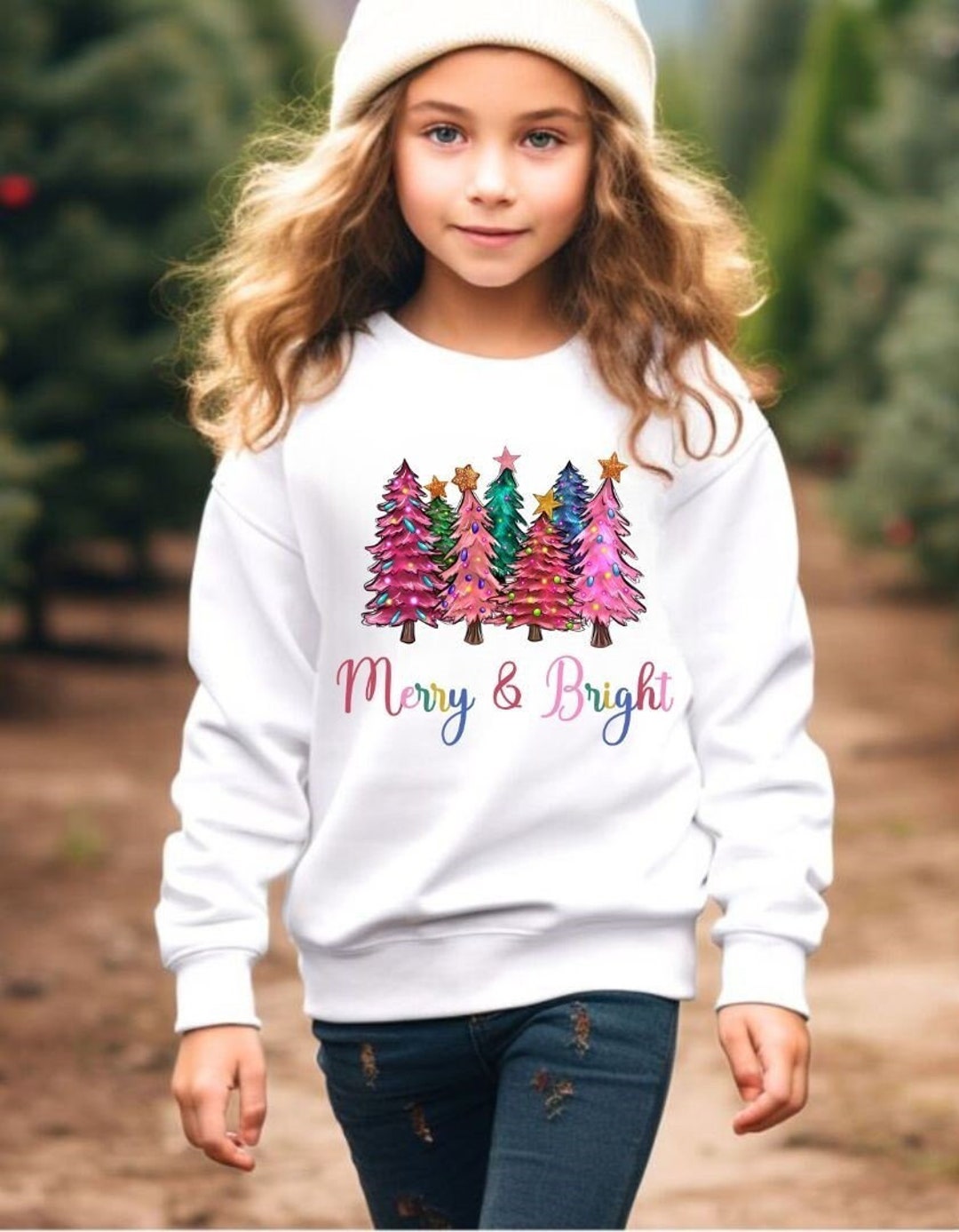 Merry & Bright Christmas Kids Sweatshirt, Kids Christmas Party Sweater ...